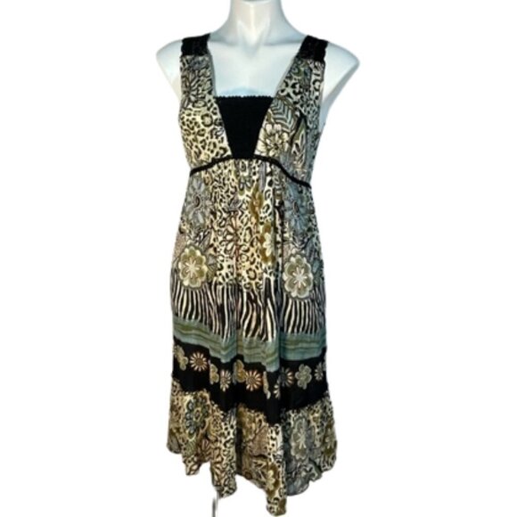 Bila | Dresses | Bila Boho Summer Dress Floral Animal Print Crochet ...